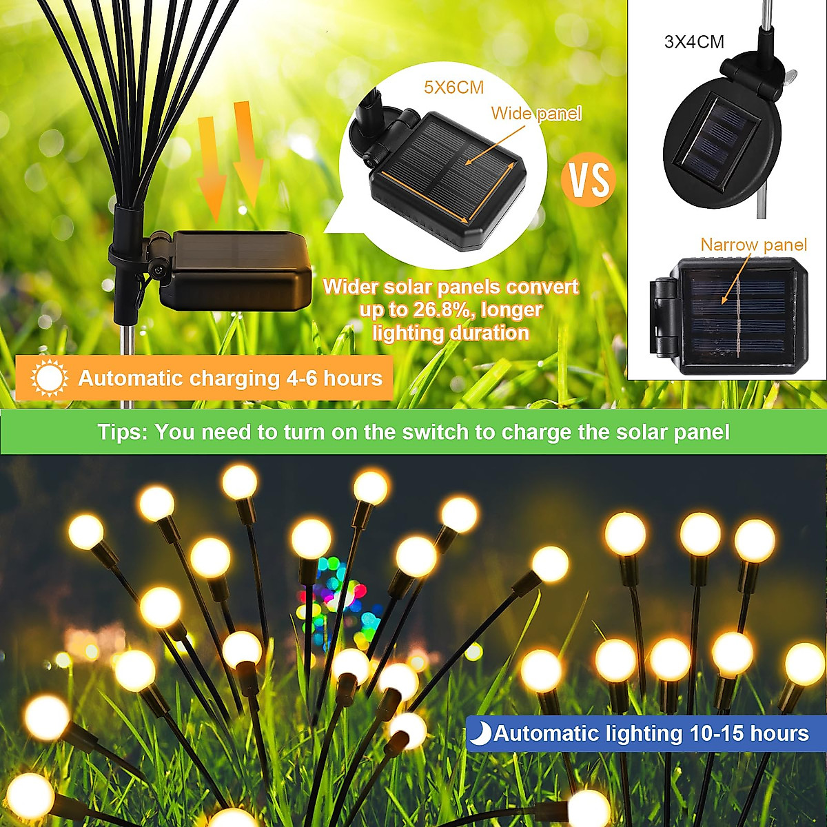 QIZIYARDALL 4 Pack Solar Garden Lights Outdoor, 40 LEDs Solar Firefly Swaying Lights Outdoor Decorations, Waterproof for Patio Pathway Outdoor Decor