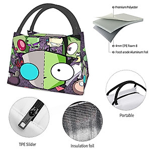 CONPELSON Lunch Bags Invader Anime Zim Insulated Lunch Tote Reusable Portable Lunch Box for Outdoor Office Picnic 11 X 6.5 X 7 in