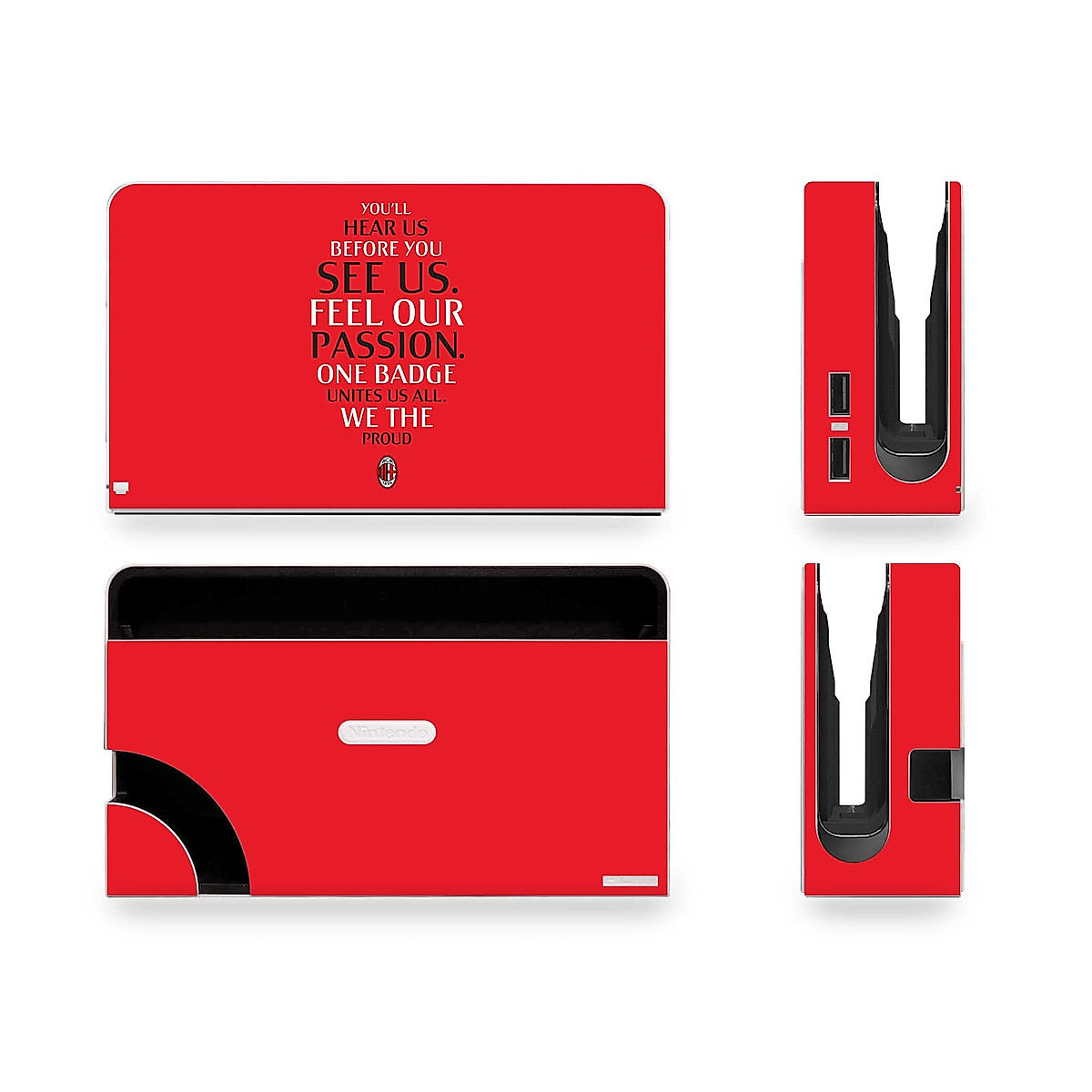 Head Case Designs Officially Licensed AC Milan Typography Art Matte Vinyl Sticker Gaming Skin Decal Cover Compatible With Nintendo Switch OLED Bundle