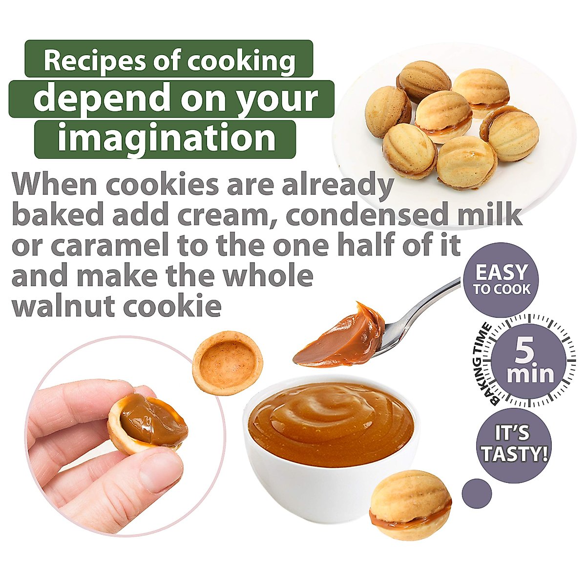 Walnut Cookie Mold Maker 12 non-stick - Oreshki Mold Maker - Walnut Cookie Molds - Орешница Russian - Oreshki Maker - Walnut Cookie Maker Oreshek - Nutty Maker - Oreshnitsa Nut Cookies Maker