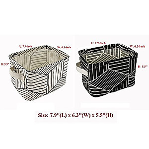 FocuH Stylish Black & White Storage Baskets Cotton and Linen Fabric Nursery Storage Cubes Bins for Shelves & Desks,Set of 2
