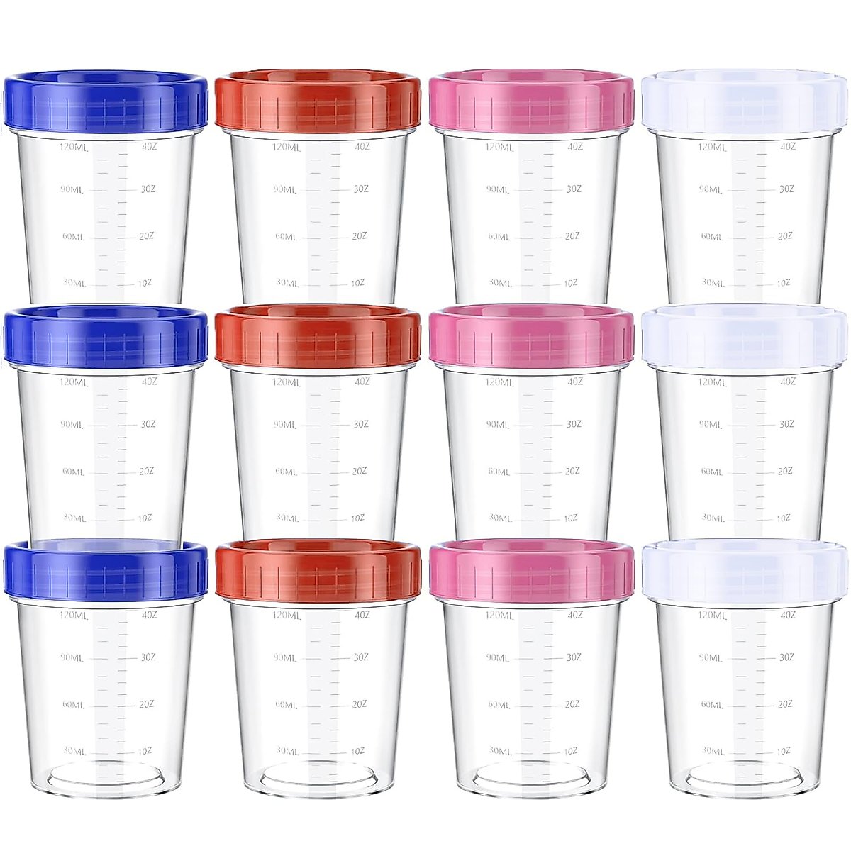 MYKIIA 4-Ounce Small Container With Lid, Salad Dressing Container, Food Storage Container, Airtight And Leak Proof Seasoning Container With Spiral Lid, Reusable Sauce Container（12PCS）