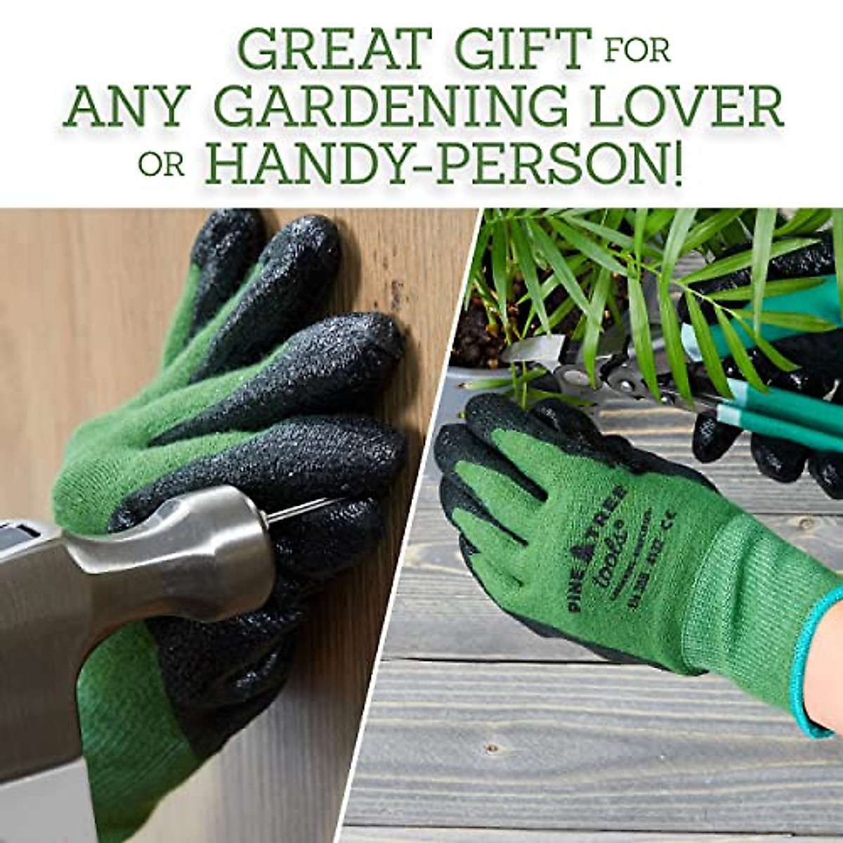 Pine Tree Tools Bamboo Gardening Gloves for Men & Women (Size XL)