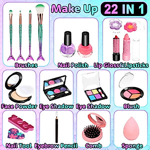 Kids Makeup Kit for Girl, Toddler Makeup Kit, Play Makeup for Little Girls, Washable Children Makeup Set, Mermaid Princess Birthday Girls Gift Toys for Age 4 5 6 7 8 9 Year Old