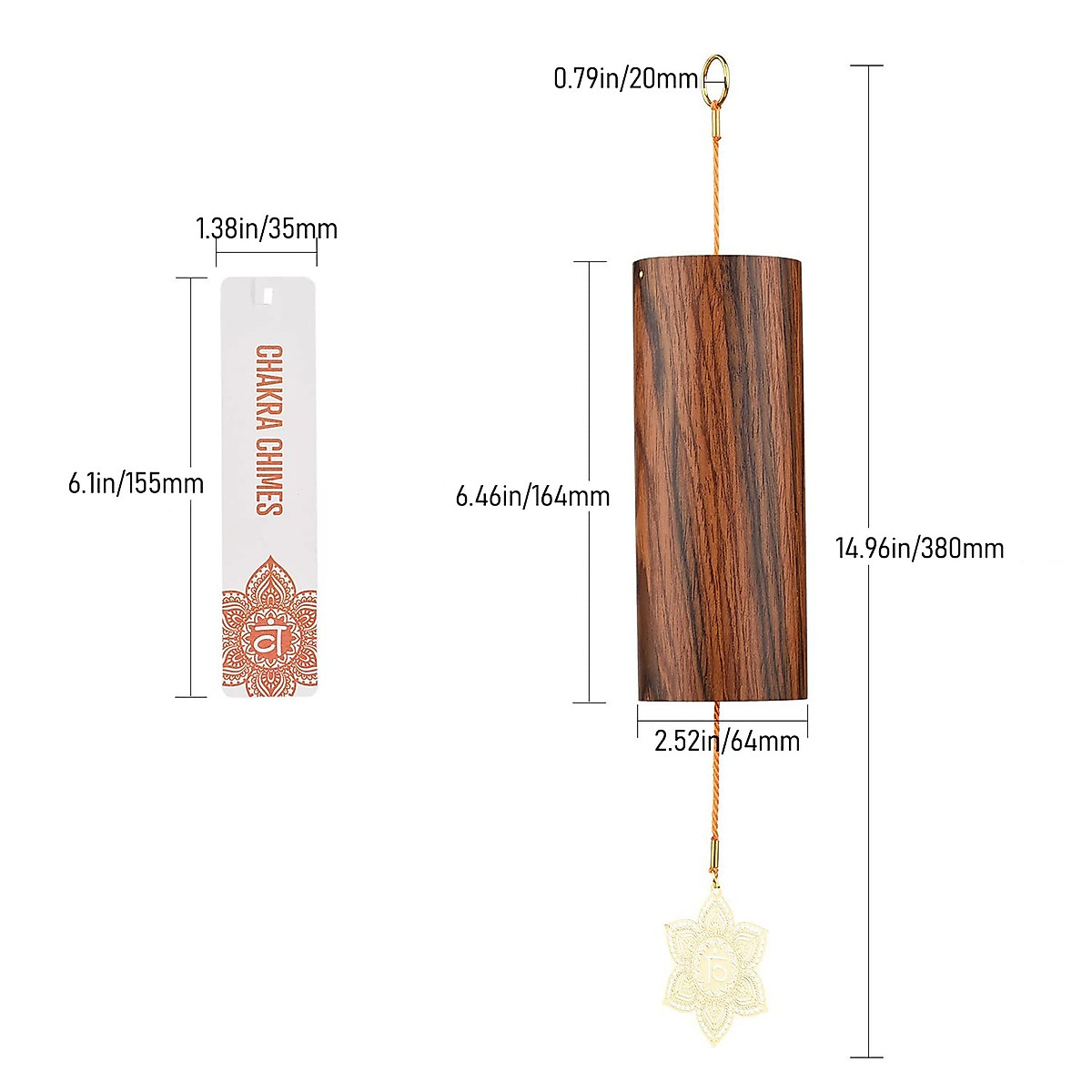 Mowind Chakra Chimes Natural Bamboo Wind Chimes Meditation Chord Windchime Wind Bell for Home Decoration Zen Mindfulness Sacral Chakra