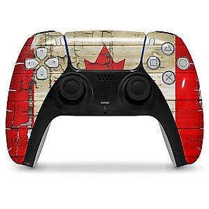 WraptorSkinz Skin Wrap compatible with Sony PS5 DualSense Controller Painted Faded and Cracked Canadian Canada Flag (CONTROLLER NOT INCLUDED)