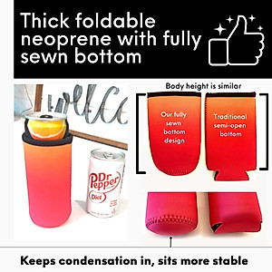 CANA CAPRI 6pk Summer Daze Slim Can Cooler - 12oz Tall Insulated Neoprene Can Sleeves - Perfect for White Claw, Truly, Slim Beer, Red Bull, Spiked Seltzer - Party Cooler for Birthdays to BBQs