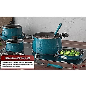 Cook N Home Nonstick Saute Fry Pan Set, 8, 9.5, and 11-Inch Kitchen Cooking Frying Saute Pan Skillet, Induction Compatible, Turquoise, 3-Piece