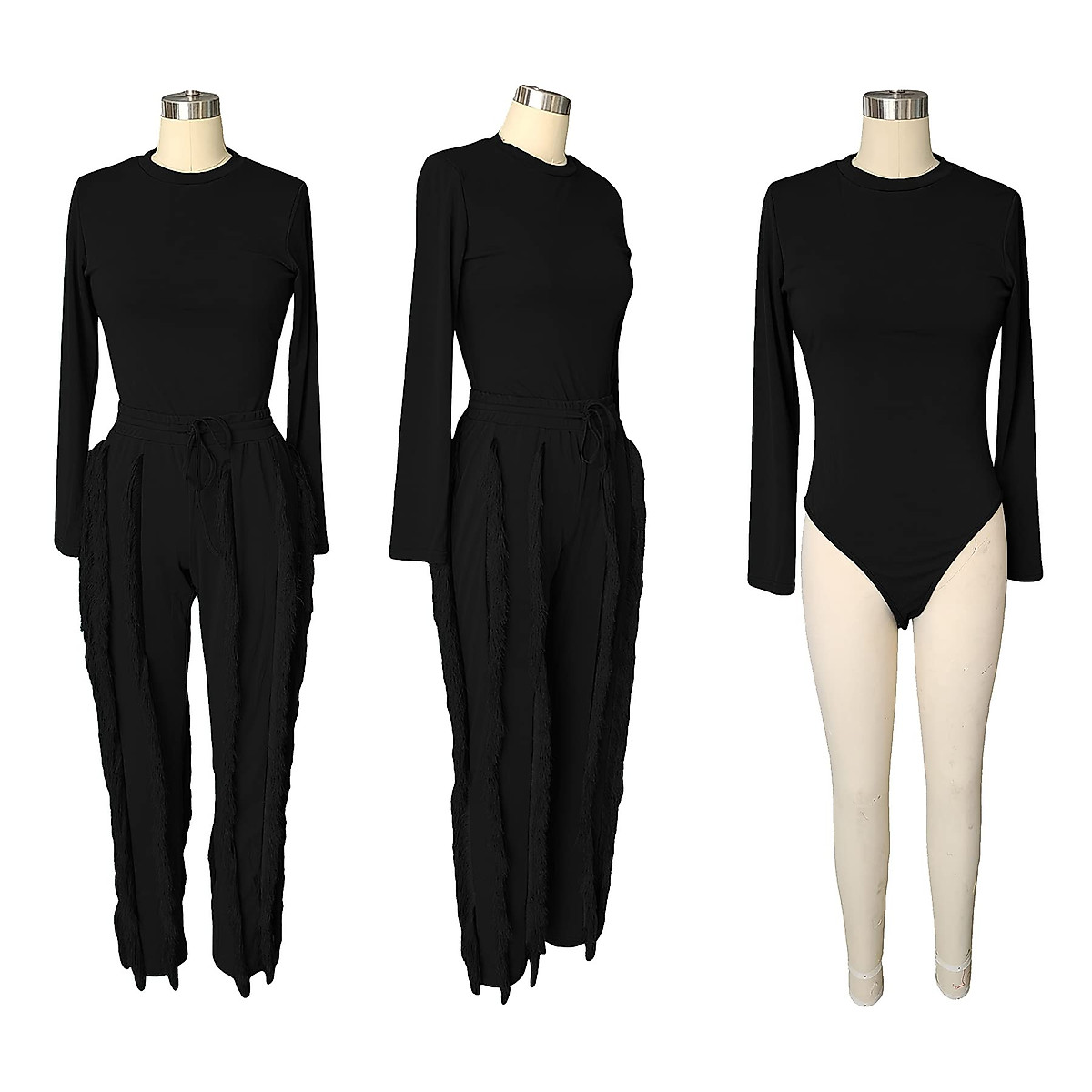 Vakkest Tassel Bodycon Long Pants Tracksuit Sets for Women Ladies Girls Females Two Piece Outfits Activewear Sweatpants