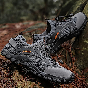 YING LAN Men Women Quick Drying Water Shoes Non- Slip Beach Swim Aqua Shoes for Water Sport Diving Sailing Kayaking Boating Fishing Barefoot Pool Surf Gray