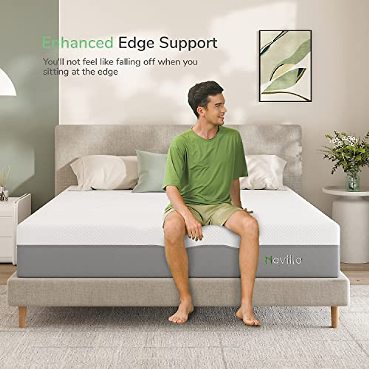 Novilla Queen Mattress, 10 Inch Gel Memory Foam Mattress for Enhanced Support & Motion Isolation, Medium Firm Bed Mattress in a Box-Vibrant