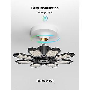 Craftersmark LED Garage Lights 250W - 6500K Garage Lights Ceiling LED, 25000LM Deformable LED Garage Lighting Fixture, Shop Lights for Garage, Basement, Barn, High Bay Light