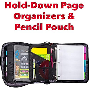 Case-it The Dual 2.0 Zipper Binder - Two 2 Inch D-Rings - 5 Subject File Folder - Multiple Pockets - 800 Sheet Capacity - Comes with Shoulder Strap - Black Dual-301