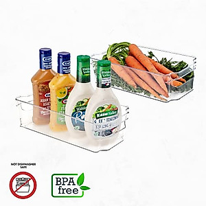 Jinamart Refrigerator Organizer Bins 6 Pcs Multiple Sizes Clear Plastic Storage Bins for Fridge, Freezer, and Pantry Organization, Includes 2 Wide, 2 Narrow, 1 Large Bin & 1 Egg Holder(12 Egg)