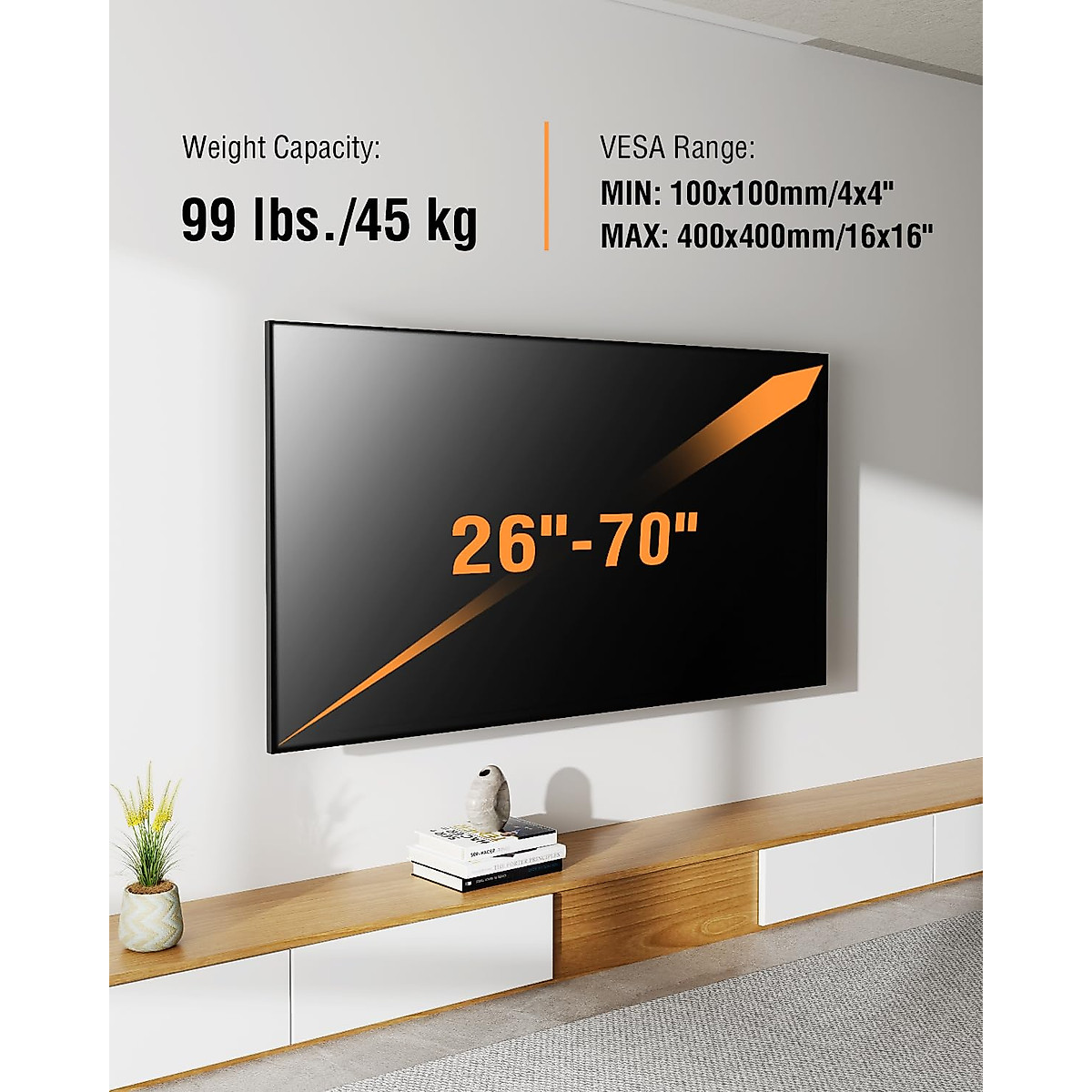 ELIVED Full Motion TV Mount TV Wall Mount Swivel and Tilt for Most 26-55 Inch TVs, Wall Mount TV Bracket with Dual Articulating Arms, Max VESA 400x400, 88 lbs. Loading, 16" Studs