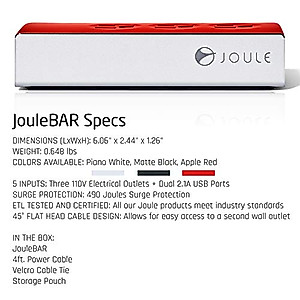 Joule Surge Protector Power Strip with 3 Outlets and 2 USB Ports – for Travel, Hotel, Home Office Use