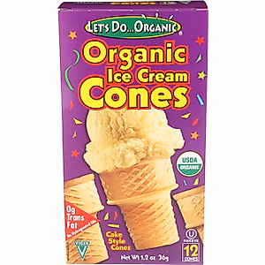 Lets Do Organic Ice Cream Cones - Sugar Cones for Ice Cream, Mini Ice Cream Cones, Ice Cream Cups, Crispy Cones, Mini Cake Cones - 1.2 Oz (Pack of 12)