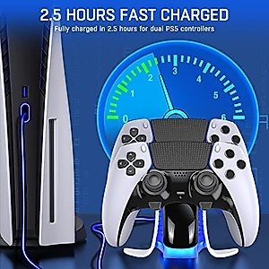 PS5 Controller Charging Station Compatible with PS5 Controller/Edge Controller, Fast PS5 Dualsense Charger Station with Cable, PS5 Charging Dock for Playstation 5 Controllers- Airplane Design