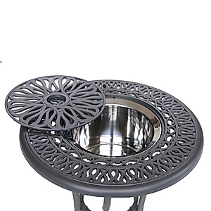 Must-Have Athens Collection 22-Inch Round Ice Bucket Table - Outdoor Patio Side Table with Built-in Ice Bucket: Stylish, Durable, All-Weather Resistant, and Versatile!
