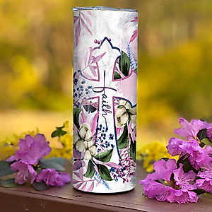 CERMELUS Faith Cross 20oz Skinny Tumbler, Stainless Steel Double Wall Insulated Cup With Lid And Straw Multi, Bible Christian Tumbler, Gifts for Women, Men, Friends