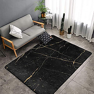 Bedroom Living Room Kitchen King Size Kitchen Rugs Home Decor - Black Gold Marble Floor Mat Doormats Quick Dry Throw Bath Rugs Exercise Mat Throw Rugs Carpet