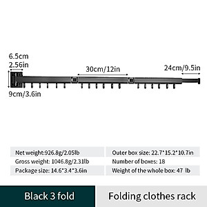 ABMKITCHEN Clothes Drying Rack, Laundry Drying Rack, Wall Mounted Clothes Drying Rack, Collapsible Clothes Hanging Rack, Retractable Clothing Rack 3-Pole, Clothes Rack for (Balcony,Patio,Wardrobe)