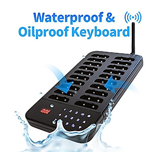 AGJ Restaurant Pager Wireless Calling System Waterproof 20 Beepers Guest Customer Queue Pagers for Food Court Food Truck Church Nursery Clinic Coffee Shop with Buzzer Vibration Flash