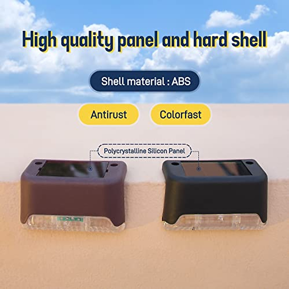 CHOWERFLY Solar Deck Lights 4 Pack Outdoor Waterproof Led Patio Fence Step Stairs Decorate Illumination Garden Dackyard Landscape Terrace Armrest (Warm White)