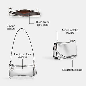 Coach Mirror Metallic Pochette, Silver
