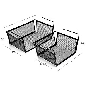 Kitchen Cabinet Organizer Set - Three Shelves, Two Under Shelf Baskets will Instantly Create Additional Cabinet or Counter Storage Space to Organize your Dishes, Glasses and Food Items. (5-Piece Set)