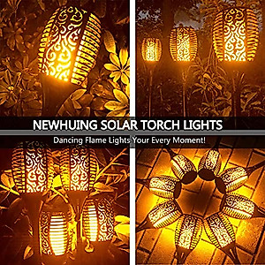 4PCs Solar Torch Lights Outdoor, 43 inch 96 LED, Waterproof Landscape Garden Pathway Light with Vivid Dancing Flickering Flames, with Auto On/Off Dusk to Dawn, for Christmas Lights Decoration