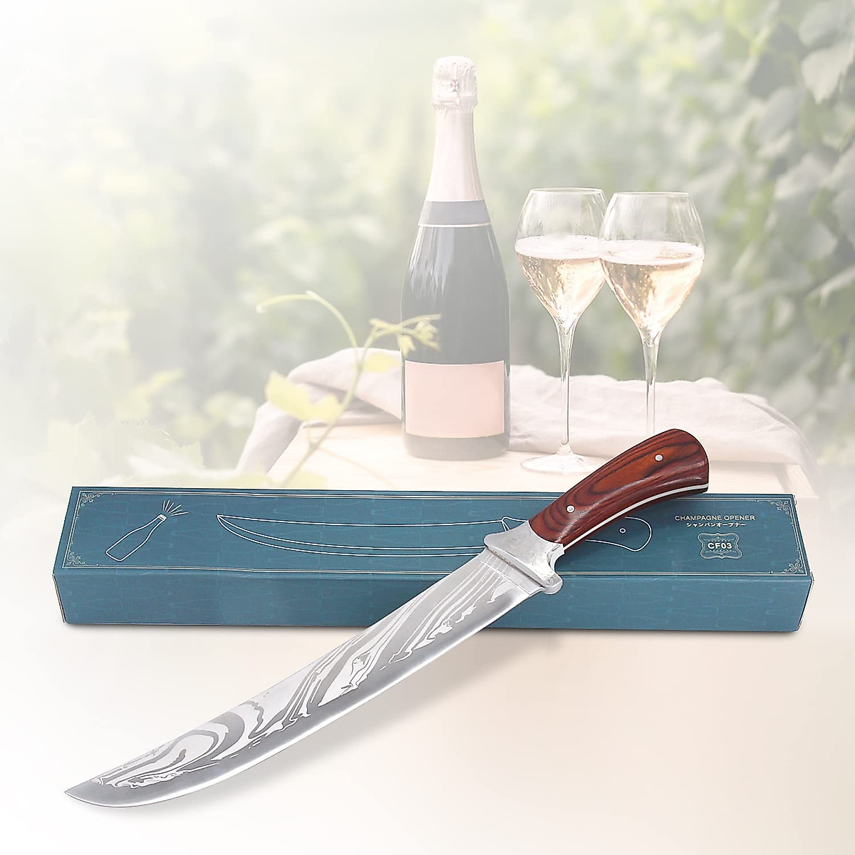 Stainless Steel Champagne Saber Wine Bottle Opener,Champagne Sword Knife with Wooden Handle,Champagne Bottle Opener for Party,Wedding