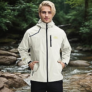 HVECZIXP Men's Women's Waterproof Lightweight Rain Jacket With Hood Zipper Trench Outdoor Windproof Jacket For Hiking Travel