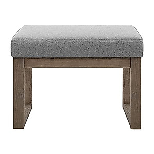 Homestripe 27 Inch Wide Rectangle Ottoman Bench Grey Footstool, Linen Look Polyester Fabric for Living Room, Bedroom, Grey