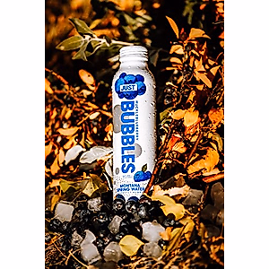 JUST Bubbles Huckleblueberry - Pure Premium Sparkling Spring Water in a Fully Recyclable Reusable Eco-Friendly Bottle - 100% Mountain-Sourced Carbonated Water with Naturally Occurring Minerals, 16 Fl Oz (Pack of 12)