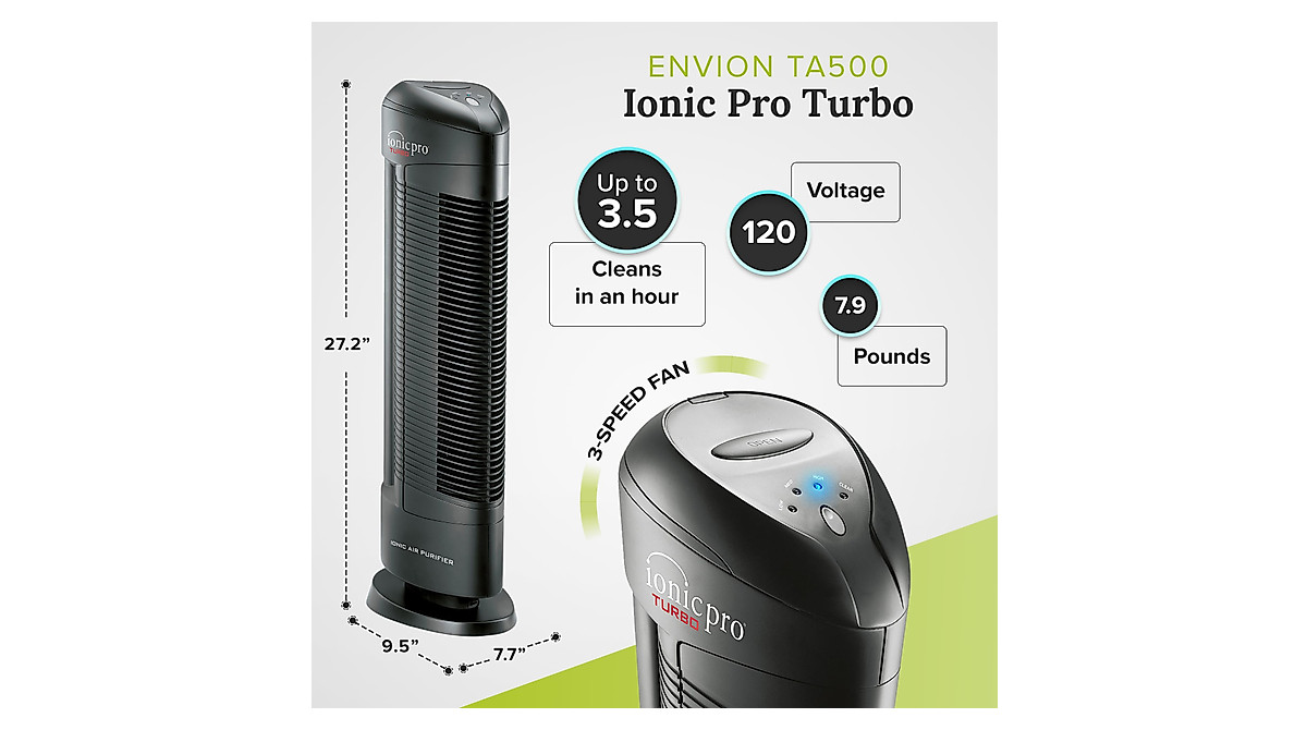 Envion Ionic Pro Turbo Air Purifier - Cleaner Air for 500 sq ft
