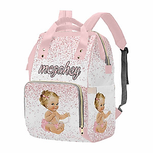 M YESCUSTOM Custom Diaper Bag with Name, Personalized Mommy Nursing Daypack with Large Capacity for Travel Birthday Gift for Women