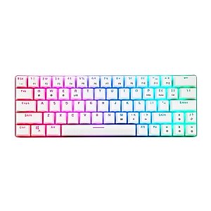 Wireless Mechanical Gaming Keyboard, RGB Backlit, Bluetooth 5.0, Brown Switches, CQ63 60% Compact 63 Keys Wired Keyboard for PC Tablet Laptop Cell Phone, White