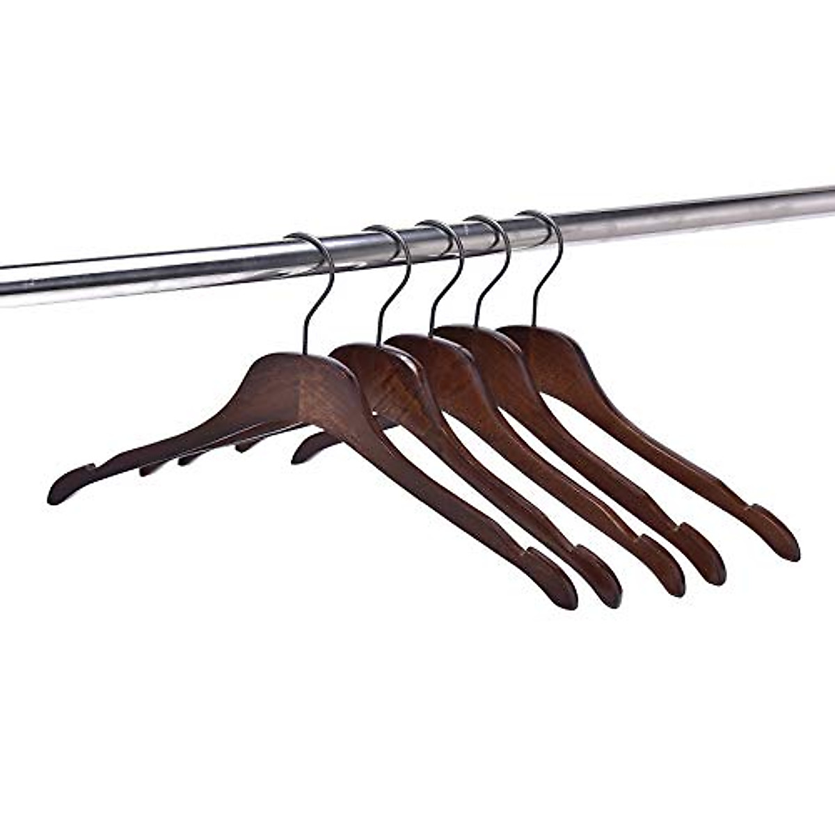 Quality Luxury Very Slim Wooden Suit Coat Dress Hangers 360 Swivel Hook (5, Brown/Espresso)
