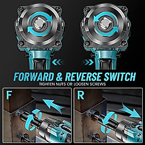Uaoaii 1000N.m(738ft-lbs) Cordless Impact Wrench High Torque, Battery 1/2 Impact Gun w/ 2X 4.0Ah Batteries, Fast Charger, 5 Sockets & Storage Box, Electric Impact Wrench for Truck RV Mower, IW800