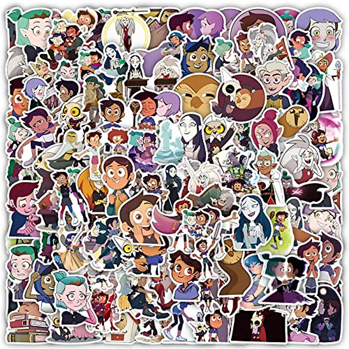 100 Pcs The Owl House Stickers for Laptop Water Bottle Bumper Luggage Computer Skateboard Snowboard, Cute Aesthetic Vinyl Waterproof Stickers Pack for Kids Girls Teens Boys Women Men