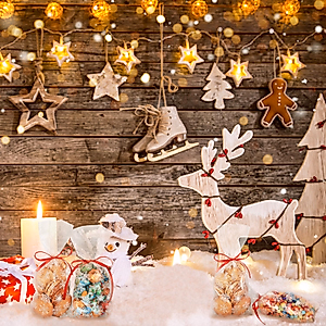 100 Pieces Winter Snowflake Bags Cellophane Holiday Treat Bags Snowflake Cookie Cellophane Bags With Ribbon for Winter Holiday Party Supplies (White Bag with Red Ribbon)