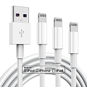 3 Pack Apple MFi Certified iPhone Charger Cable 6ft, Apple Lightning to USB Cable Cord 6 Foot, 2.4A Fast Charging,Apple Phone Long Chargers for iPhone 13/12/11/11Pro/11Max/ X/XS/XR/XS Max/8/7/6