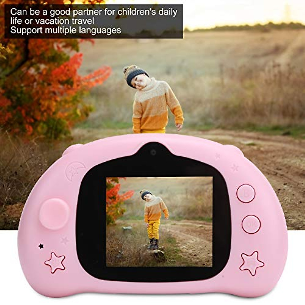 Children Camera, Good Partner LCD Kid Camera Multi‑Function with Joystick Design for Children for Catching(Pink)