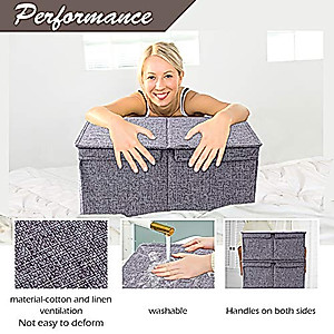 Large Storage Bins With Lids and Handles Stackable Storage Bins for Closet Foldable Fabric Linen Closet Organizers and Storage Baskets Storage Boxes Organization Containers for Shelf Bedroom 2-Pack