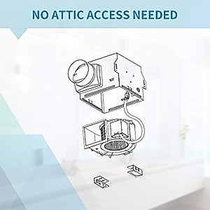 Tech Drive Very-Quiet 80 CFM, 1.5 Sone No Attic access Needed Installation Bathroom Ventilation and Exhaust Fan