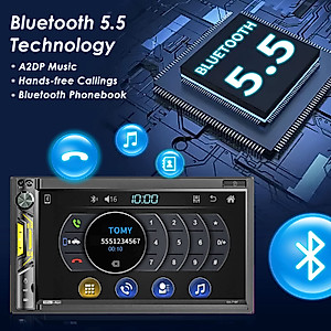 Double Din Bluetooth Car Stereo: 7 Inch LCD Touchscreen Car Audio Receiver - Mirrorlink MP5 Car Radio with AM FM RBDS Backup Camera USB SD AUX Subwoofer Phone Charge