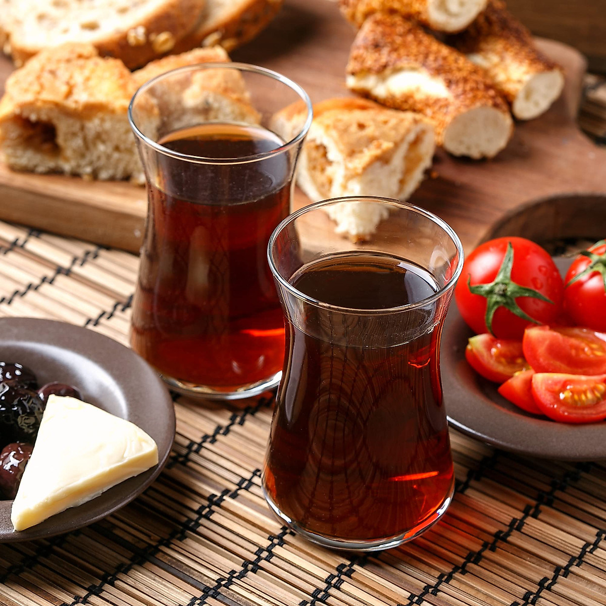 Volarium Turkish Tea Glass Cups: Traditional Tea Set of 6 with Modern Design, Tea Mugs and Coffee Mugs Clear Glasses, 5 ¾ OZ