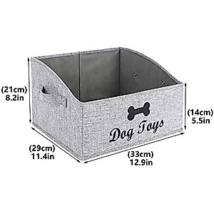 Brabtod Dog Toys Storage Bin,Pet Toy Box,Trapezoid Fabric Storage Bin, Dog Toy Organizer,Dog Toys Storage Basket,Collapsible Storage Bin for Dog Toys,Blanket,Clothes-Snowflake gray