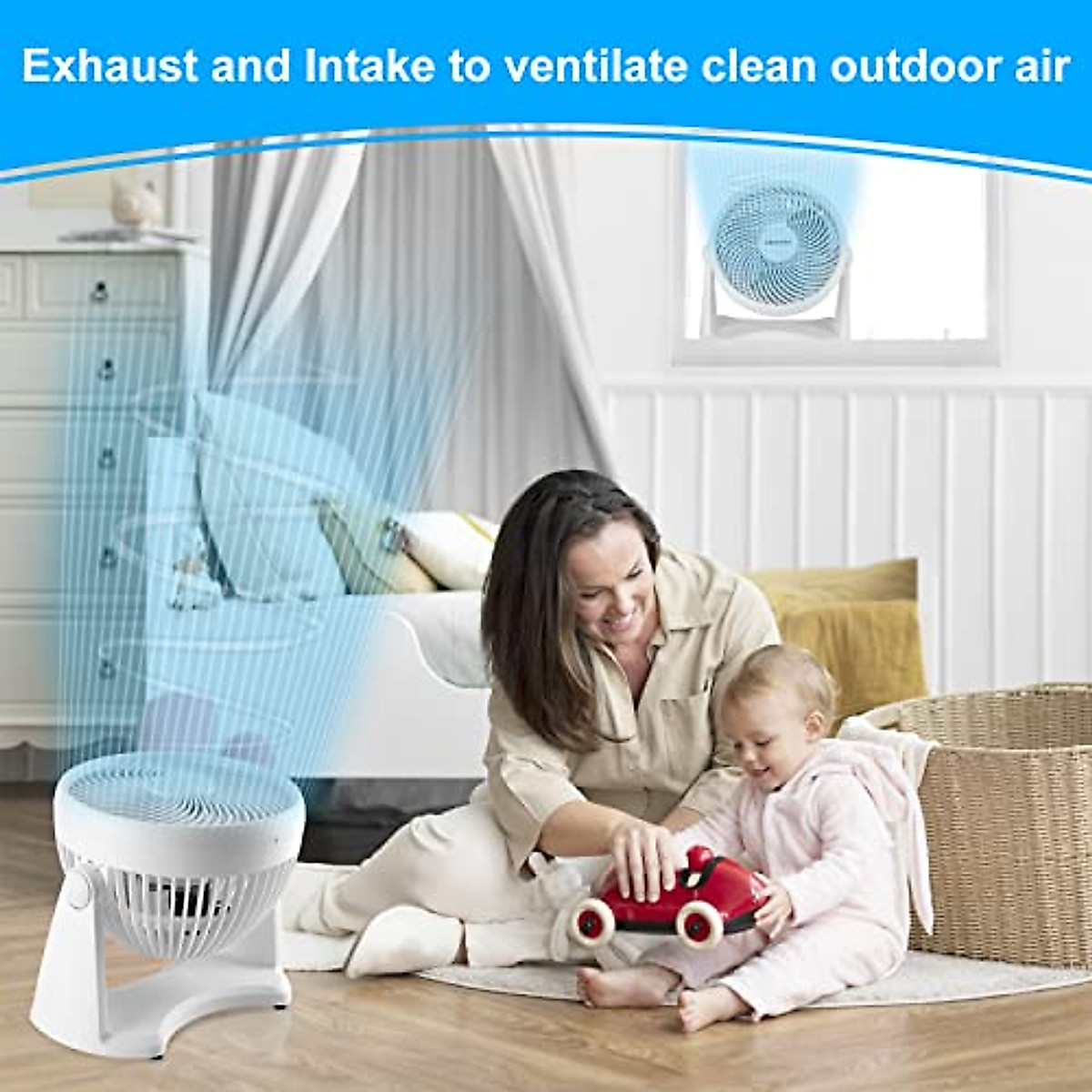 EOENVIVS Small Wall Fan 9 Inch Turbo 90 Degree Vertical Tilt Wall Mount with 3 Speed 25ft Distance, Cooling Fan for Bedroom Office Home Corner, Small Portable Fans Electric Room Table Fan